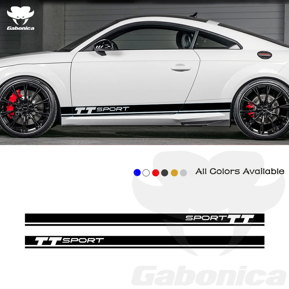 2pcs/lot Car Sticker Sport Auto Door Side Skirt Stripes Decal Decor Kk ...