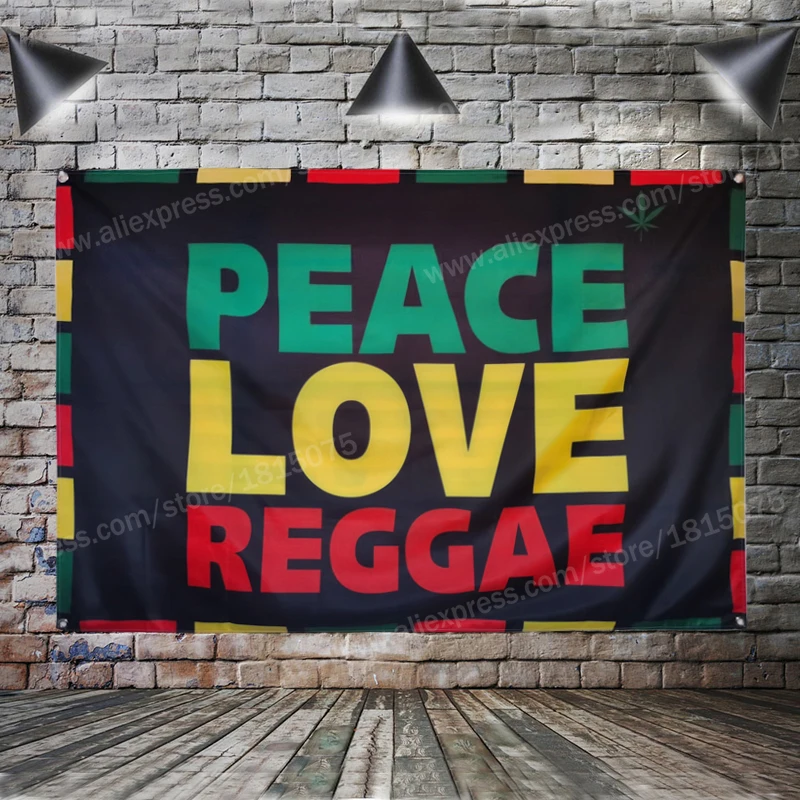 Peace-Love-Reggae-Flag-Banner-Polyester-5-3FT-144-96CM-Hanging-On-The ...