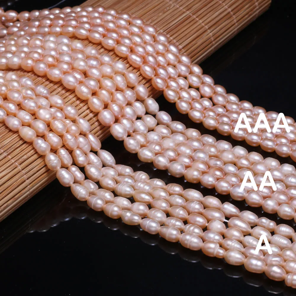 Natural Freshwater Pearl Beads Pink High Quality Rice Shape Punch Loose ...