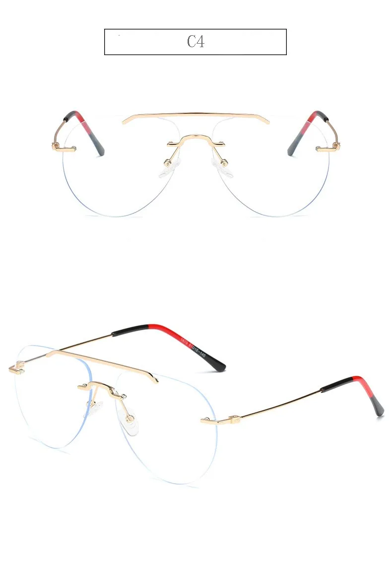 Hdcrafter Unisex Rimless Round Double Bridge Alloy Frame Eyeglasses ...