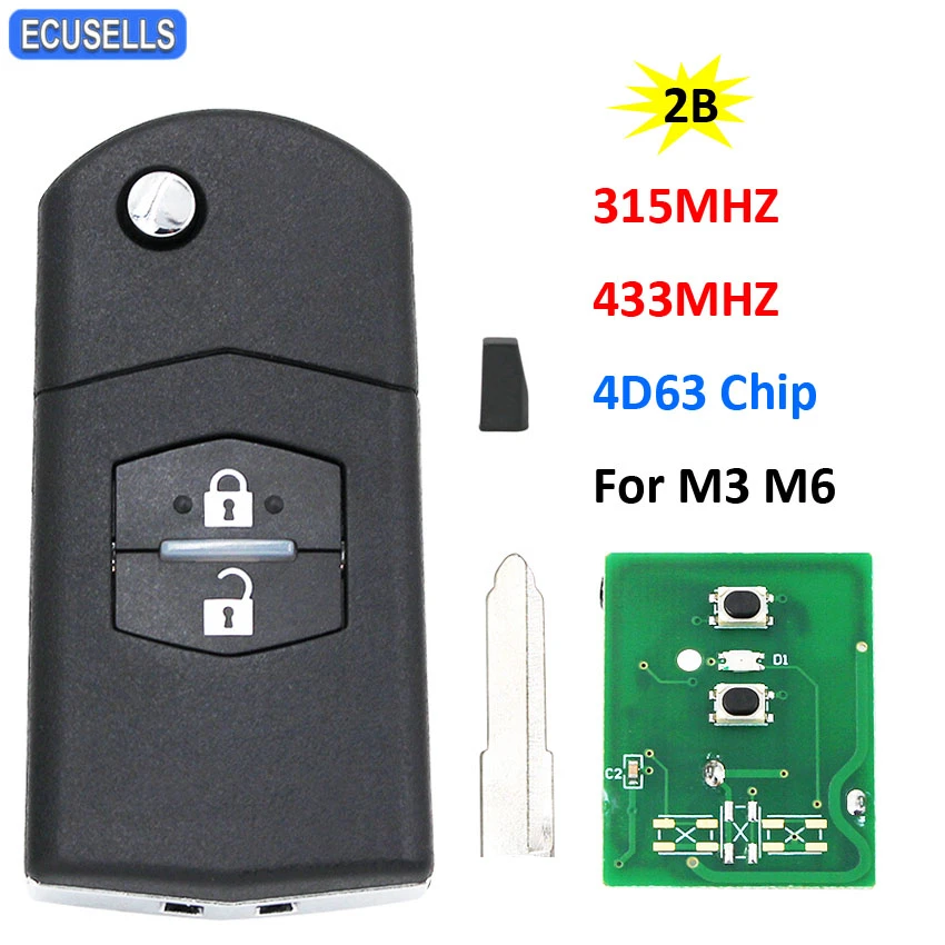 2 Button Folding Smart Car Key Flip Remote Key Fob 315Mhz or 433Mhz for ...