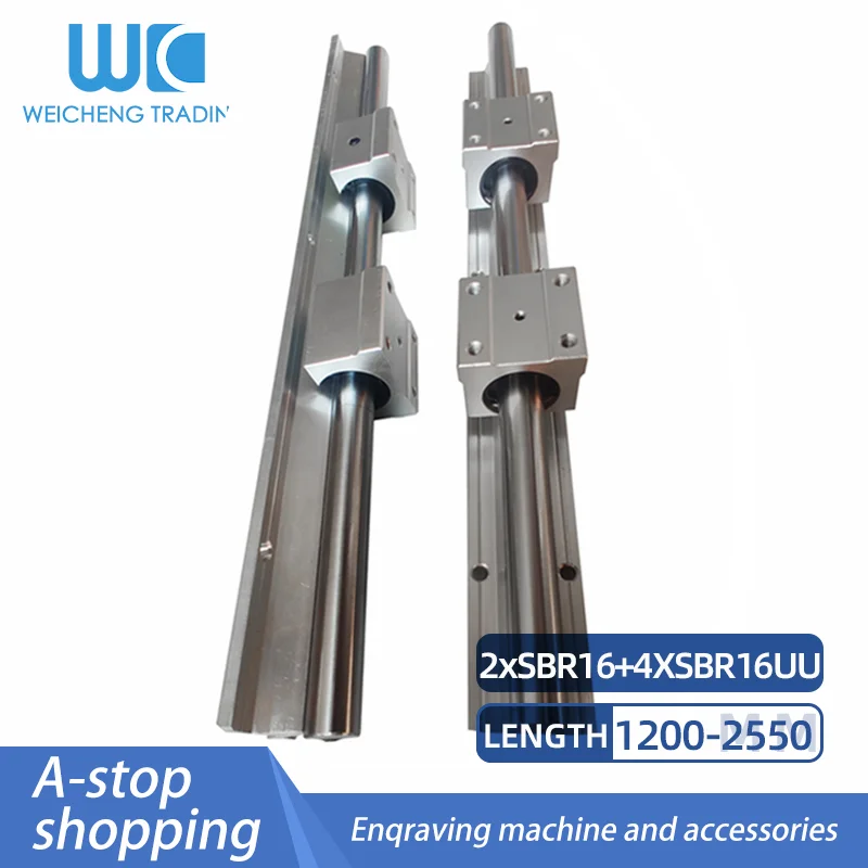 2Pcs SBR16 Linear Rail Guide 1200-2500mm + 4pcs SBR16UU SBR16LUU Linear ...