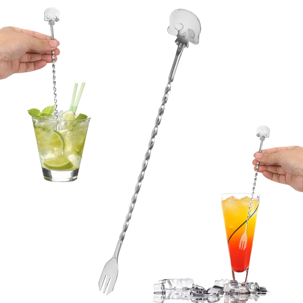 Skull-Bar-Spoon-Swizzle-Sticks-Cocktail-Pick-Stirrer-Bar-Spoon-Mixing ...