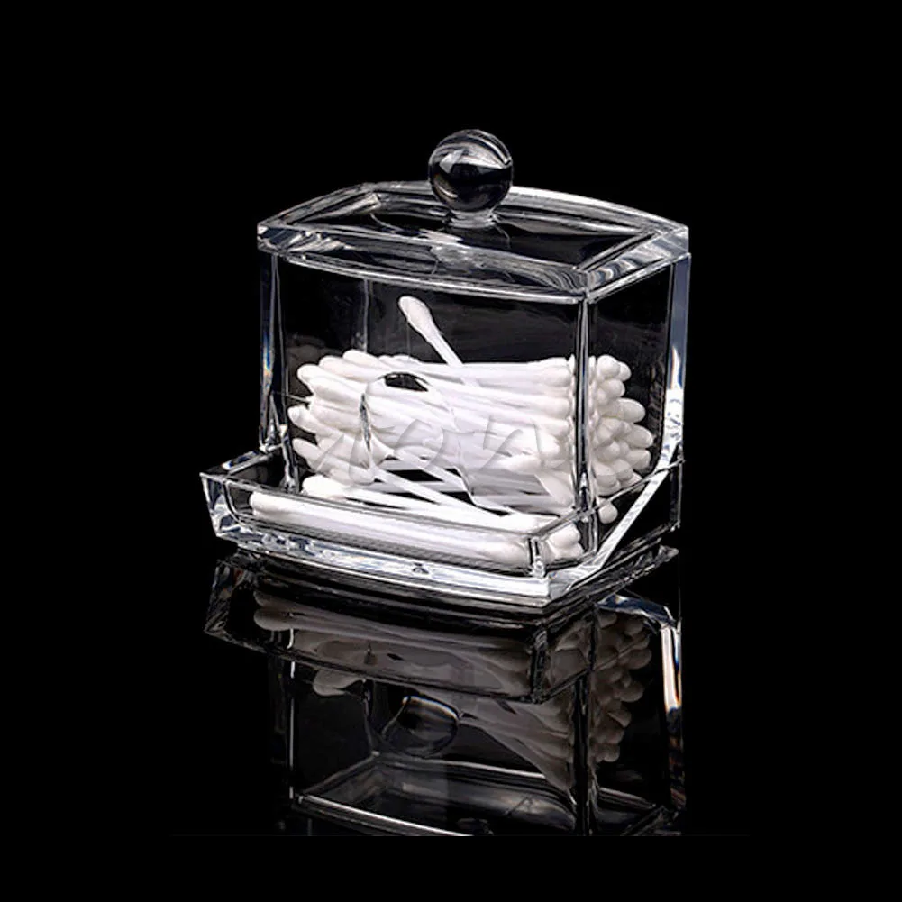 New Hf Clear Acrylic Q-tip Holder Cotton Swabs Stick Box Cosmetic ...