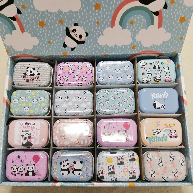 New-32pcs-box-Cartoon-Panda-Printing-Tin-Box-Mini-Metal-Coin-Saver ...