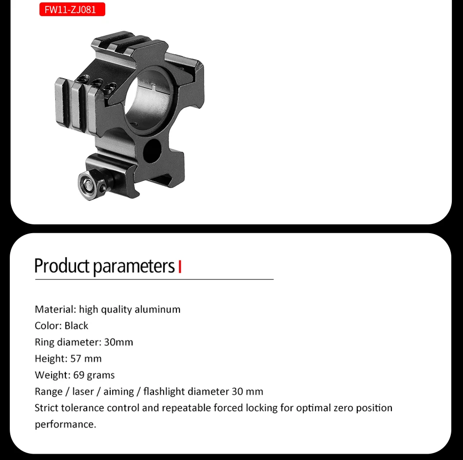 Scope Mount 30mm Ring Heavy Duty Low Profile 6 Bolts 20mm Weaver ...