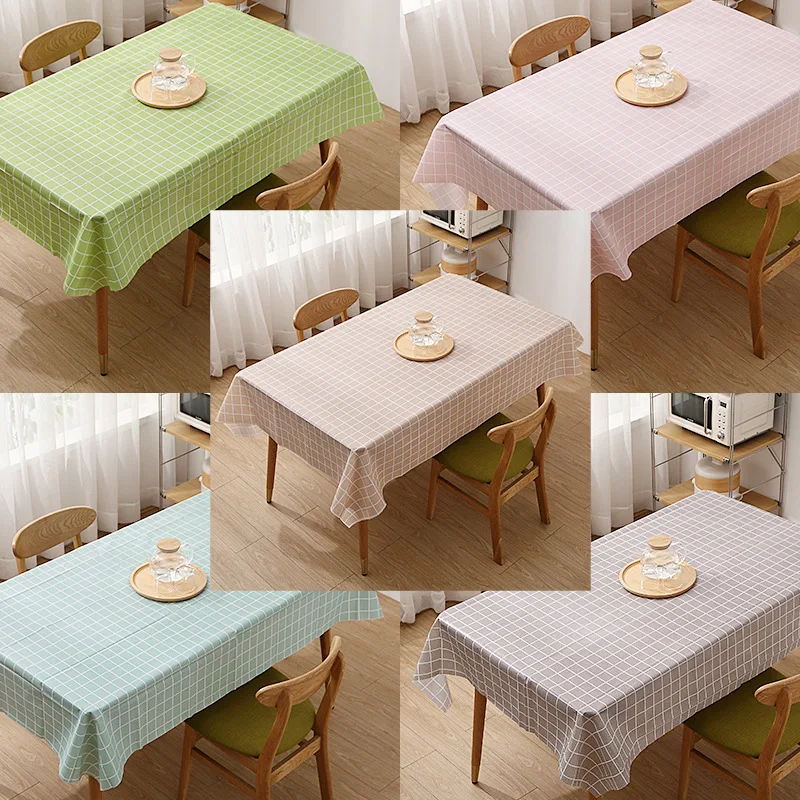 PEVA-Rectangula-Grid-Printed-Tablecloth-Waterproof-Oilproof-Kitchen ...