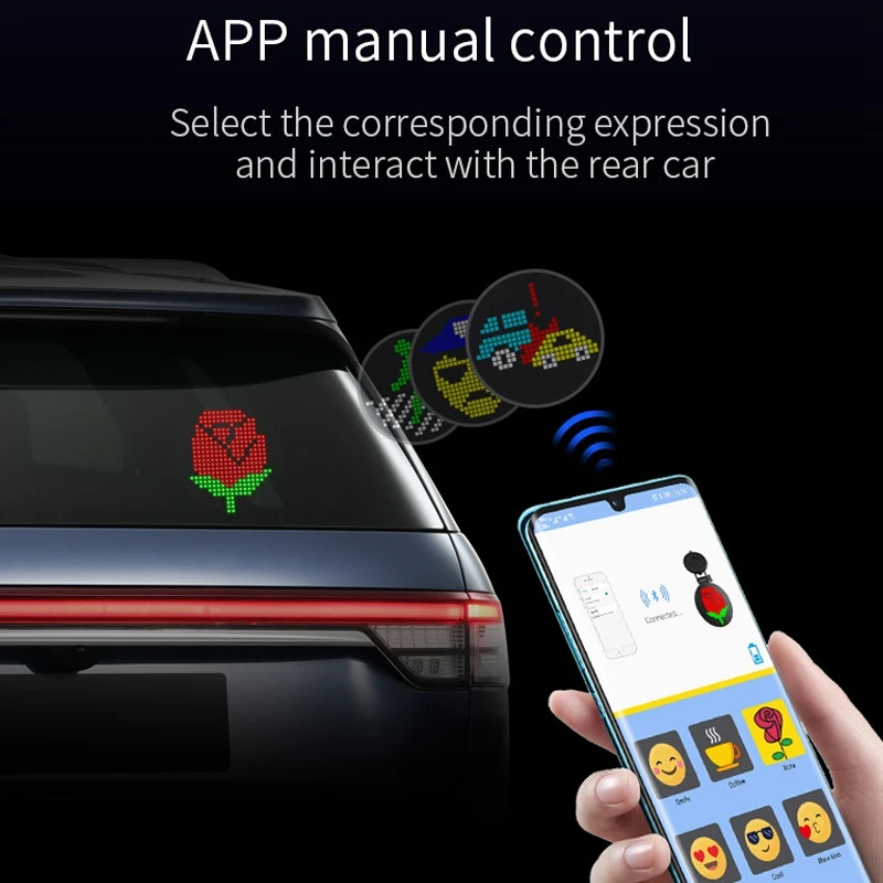 Car Sticker Bluetooth ligent LED Expression Sticker Emoticons APP Voice ...