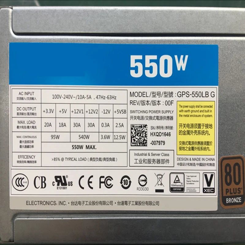 Original PSU For Delta 80plus Gold 550W Switching Power Supply GPS ...