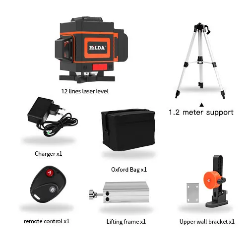 HILDA Laser Level 12 Lines 3D Level Self-Leveling 360 Horizontal And ...
