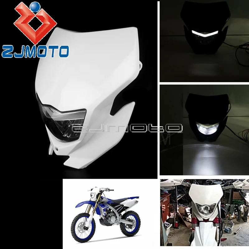 White H4 Dirt Bike Motocross Headlight Fairing Universal Headlamp For ...