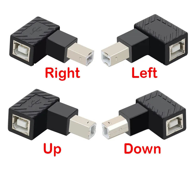 90 degree angle L type USB 2.0 B male to female adapter connector ...