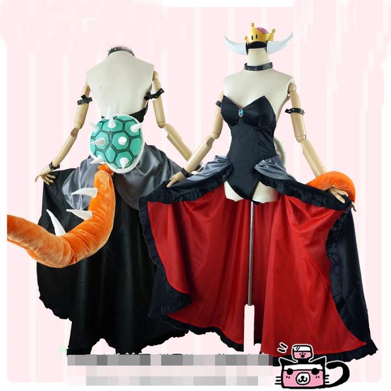 Bowsette Cosplay Costume Halloween Uniform Top+Skirt+Socks+Tail+Neck ...