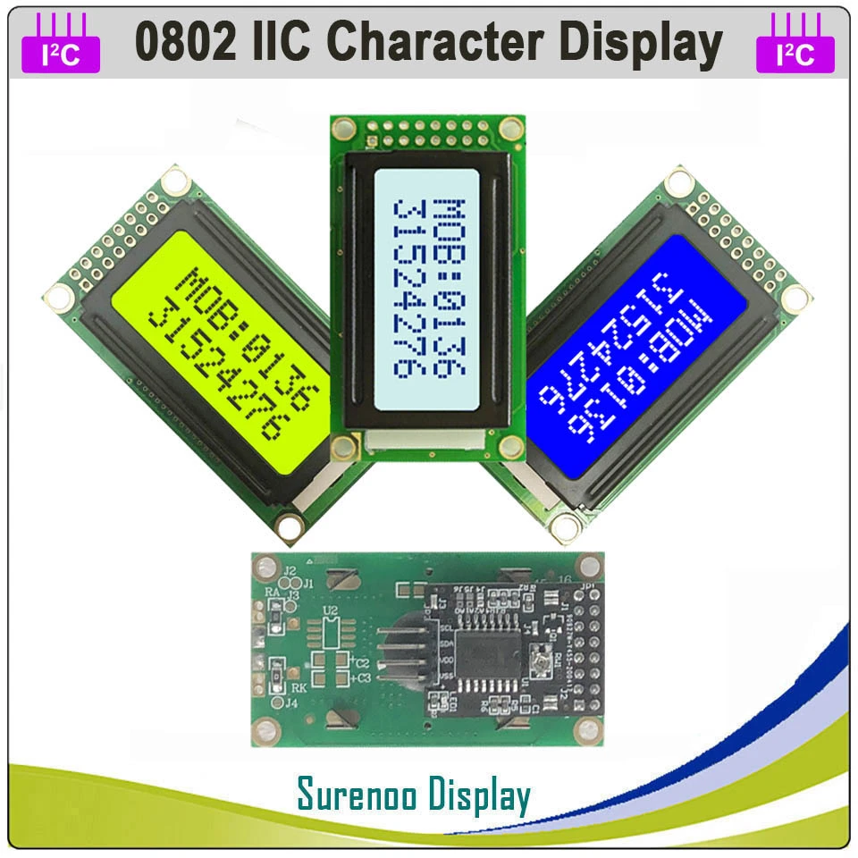 Serial Iic / I2c / Twi 0802 802 8*2 Character Lcd Module Display Panel ...