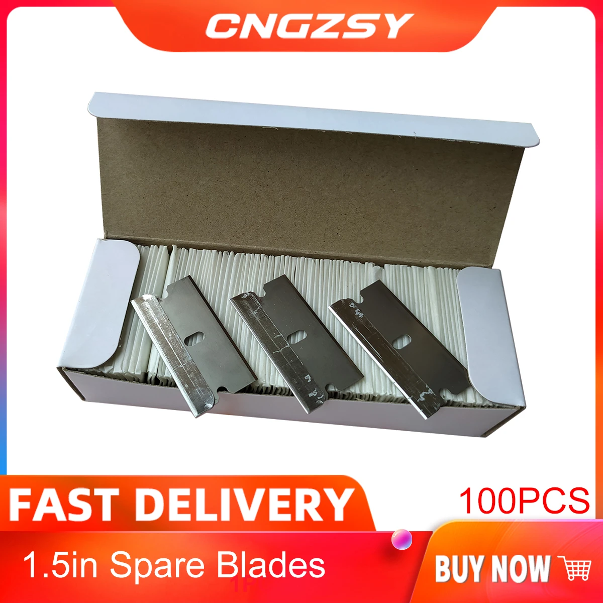CNGZSY 100pcs Razor Blades Safety Scraper Glue Knife Glass Cleaner ...