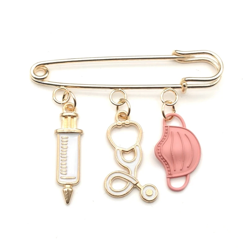 New Design Brooch Doctor Medical Tool Stethoscope Syringe Mask Brooch ...