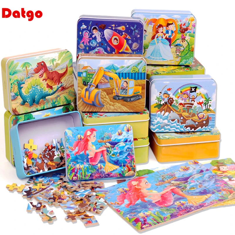 New-60-Pieces-Wooden-Puzzles-Kids-Cartoon-Animal-Wood-Jigsaw-Early ...