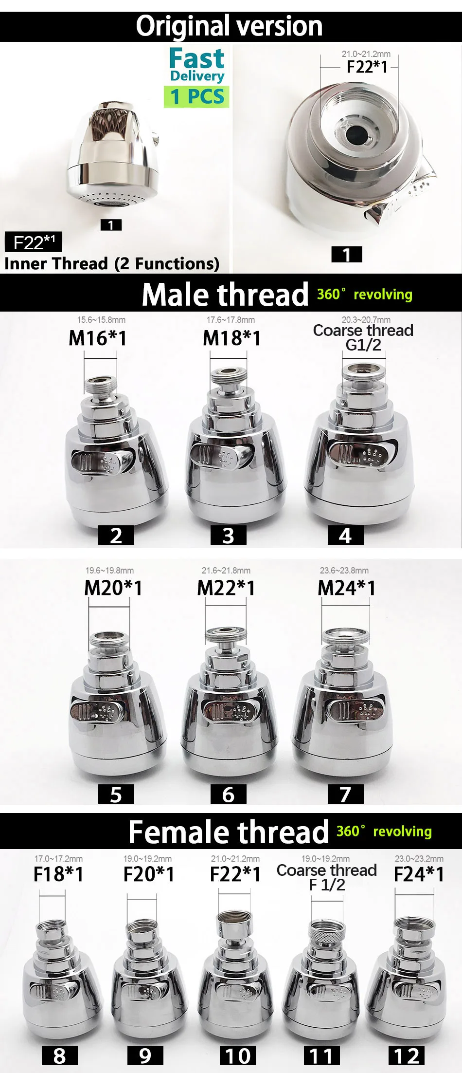 POMMEAU DE DOUCHE,F20--adaptateur de buse de robinet pivotant 360, buse de pulvérisateur de ...