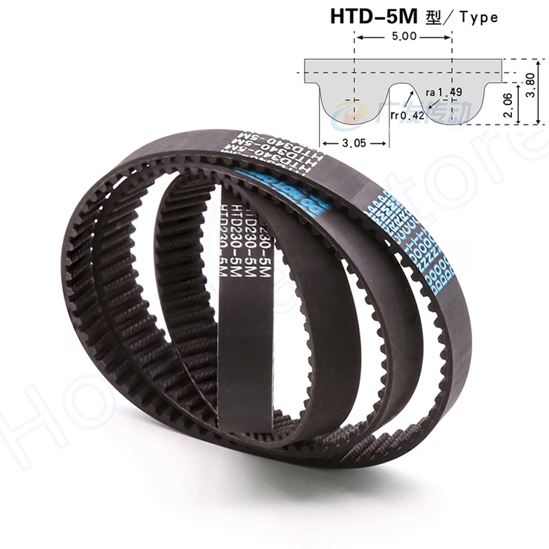 HTD-5M Black Rubber Timing Belt Perimeter 370 385 390 395 400 405 410 425 430 435 445mm Closed ...