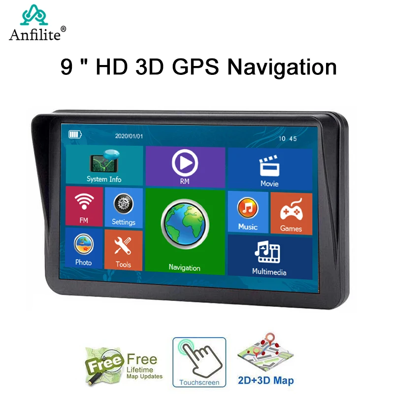 Anfilite 9 Inch Capacitive Screen Gps Navigator Vehicle Truck Gps Sat ...