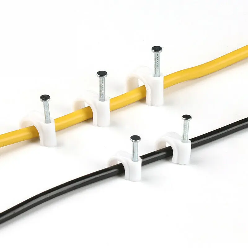 300 Pcs Plastic Wall Mount 6mm Dia Electric Cable Circle Nail Clips ...