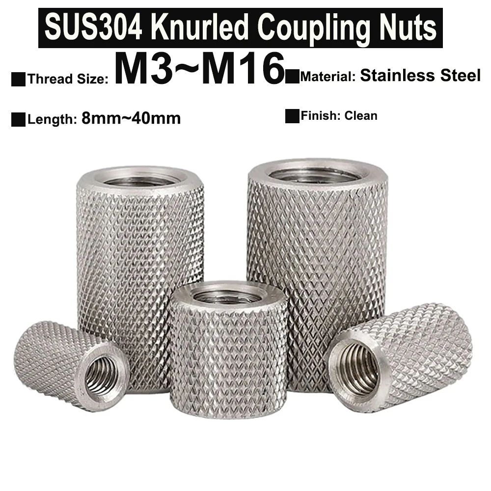 1Piece~10Pcs M3 M4 M5 M6 M8 M10 M12 M14 M16 SUS304 Stainless Steel Extend Long Knurled Round ...