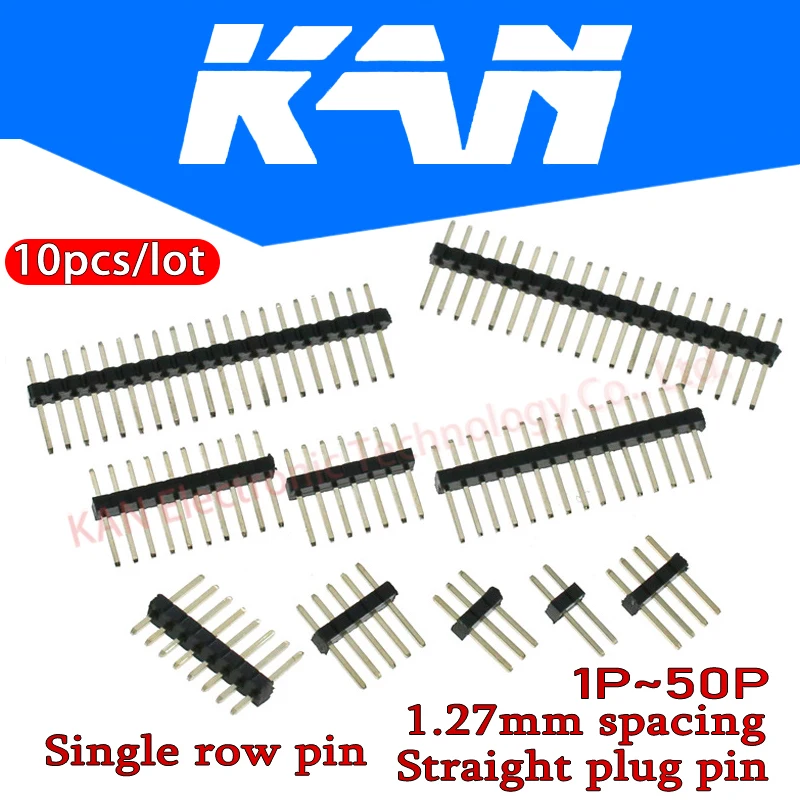 Single Row Masculino Breakaway PCB Board Connector, Pin Header, 1.27mm ...