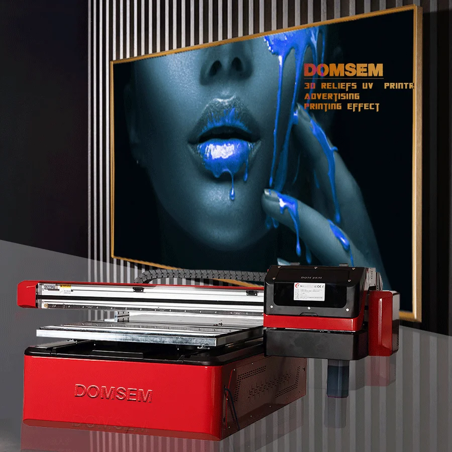 DOMSEM 6090 UV Printer With Varnish For Phone Case Bottle Pen Flatbed ...