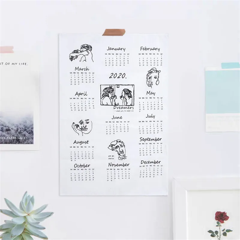 Fashion Fabric Calendar Cartoon Printed Wall Calendar Yearly Diary ...