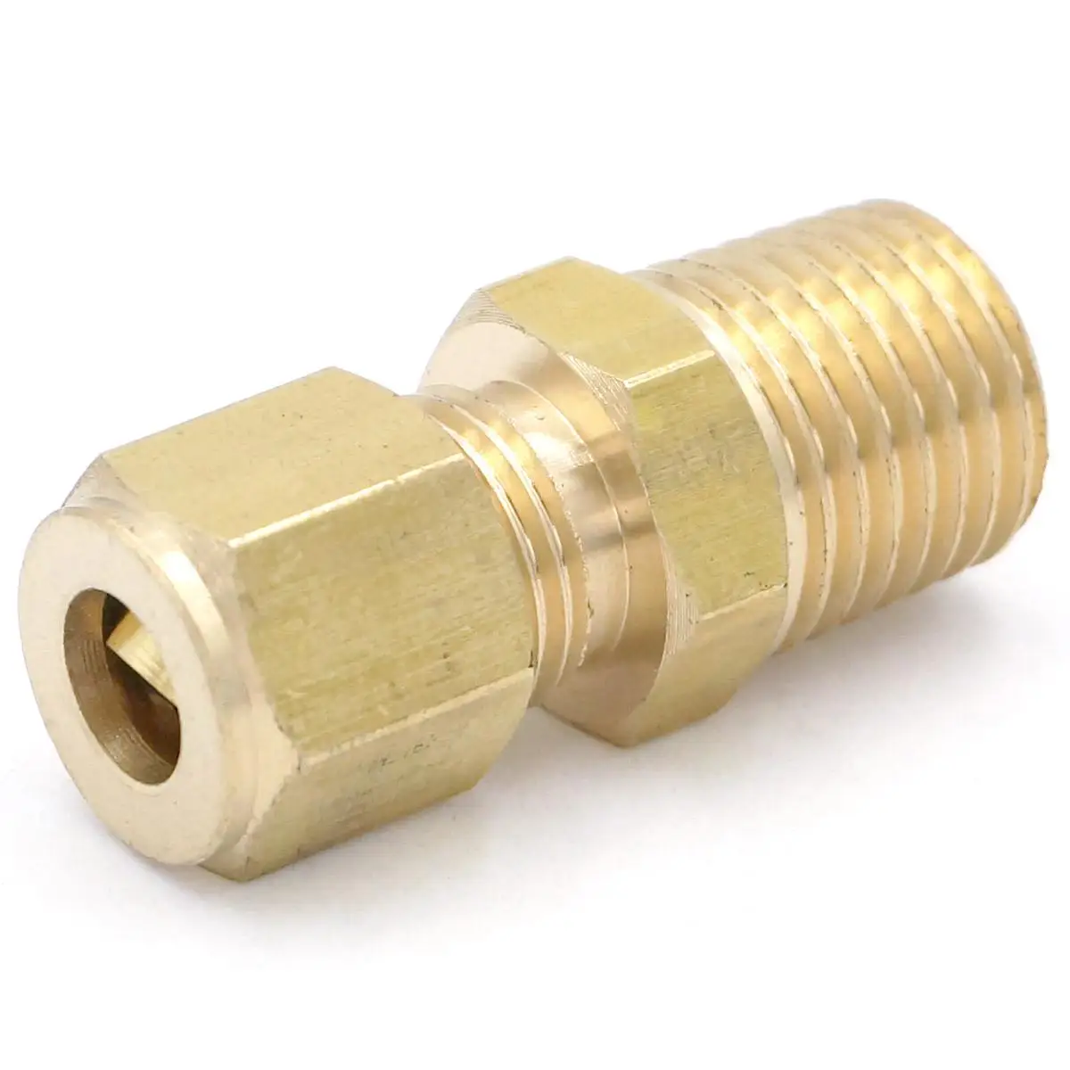 1/4" NPT Male x Fit 1/4" Tube OD Compression Union Brass Pipe Fitting ...