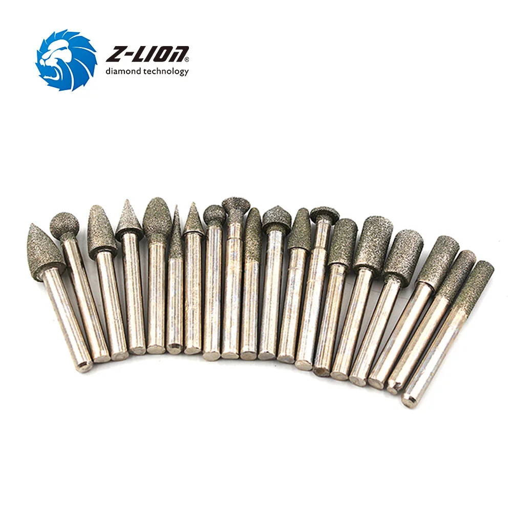 Z-LION-20pcs-6mm-handle-Electroplated-diamond-grinding-head-setGrinding ...