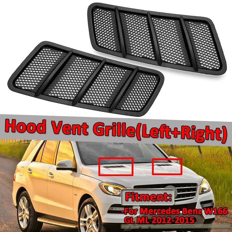 2X Side Hood Air Vent Grille Cover for Mercedes Benz W166 ML GL Class ...