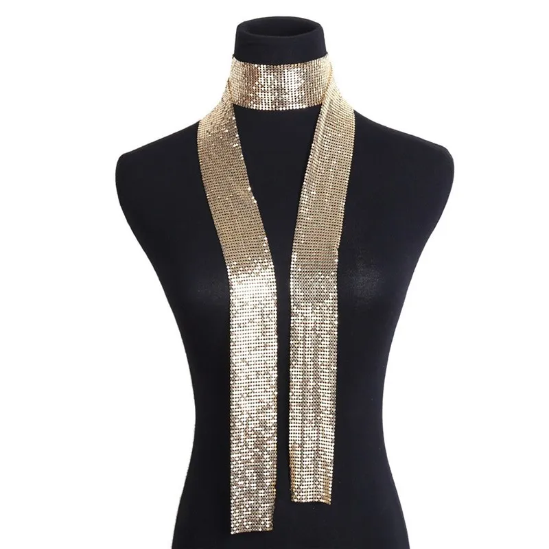Hot-Punk-Aluminium-Alloy-Scarf-Sequins-Pendant-Long-Choker-Statement ...