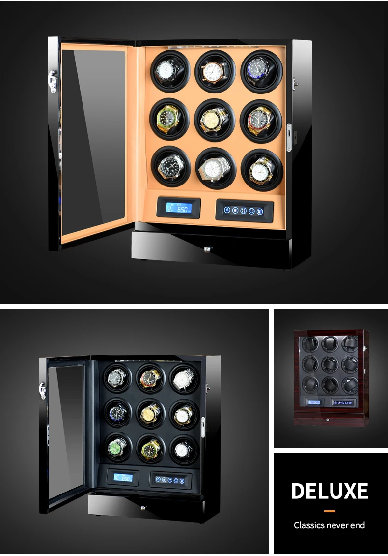 Watch Winder Box 9 Automatic Watches Display Case Mechanical TPD ...