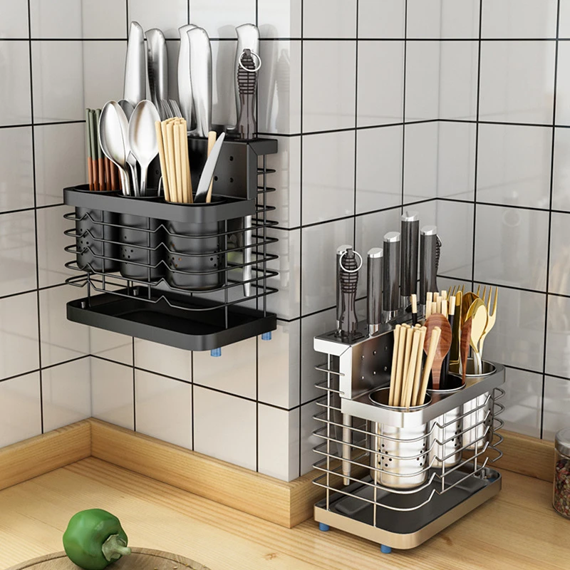 304-Stainless-Steel-Wall-mounted-Kitchen-Storage-Rack-Knives-Holder ...