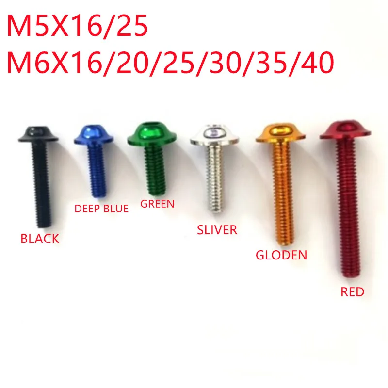 10pcs m5 m6*16/20/25/30/35/40 Aluminum Colourful motorcycle screw ...