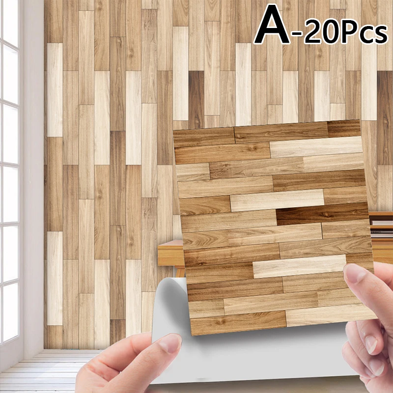 20-PCS-Wood-Grain-Tiles-Sticker-DIY-Self-Adhesive-Waterproof-PVC ...