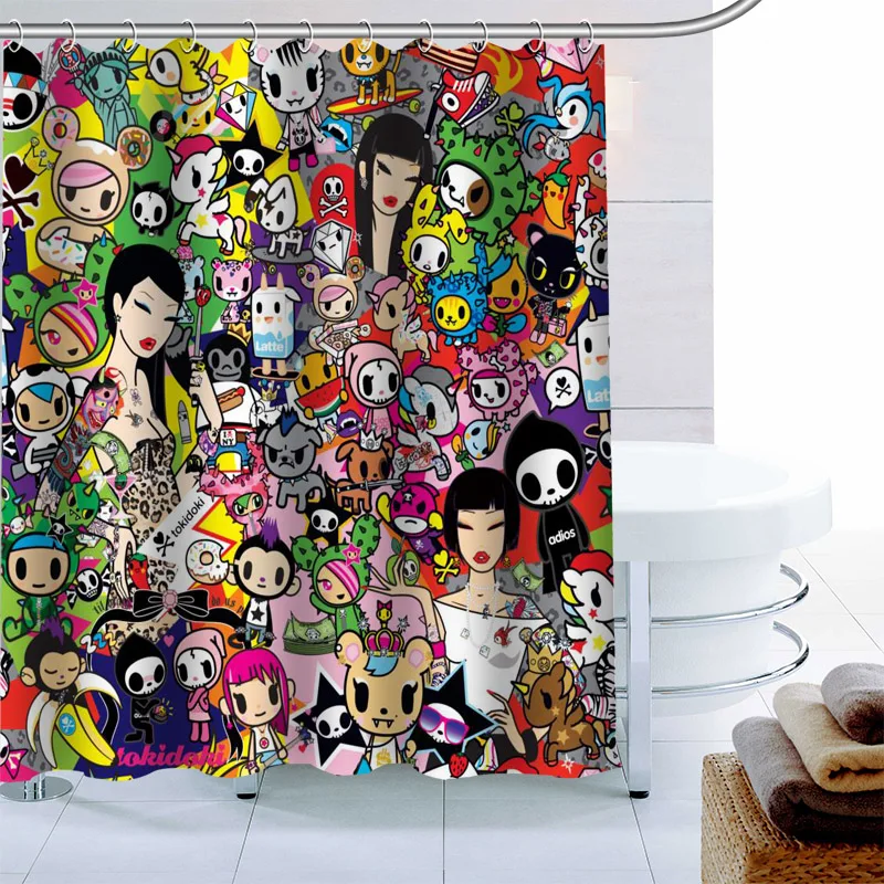 New Arrival Tokidoki Cartoon Shower Curtain 12 Hook Polyester Fabric 3d ...