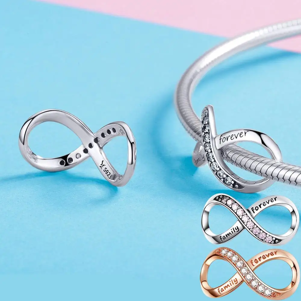 Новинка циркониевые бусины Infinite Love подходят к оригинальному браслету Pandora шарм