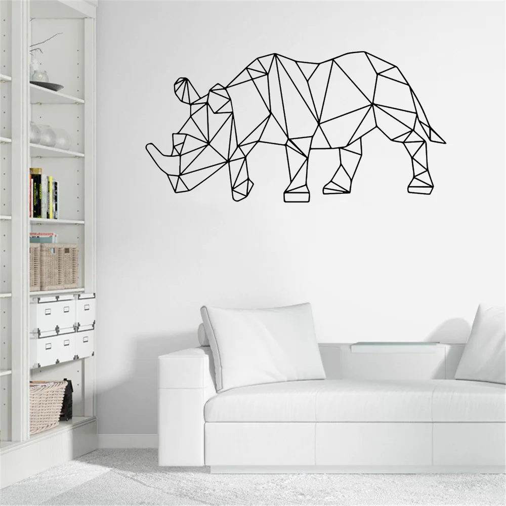 Geometric Rhino Wall Decal For Living Room Bedroom Removable Decoration ...