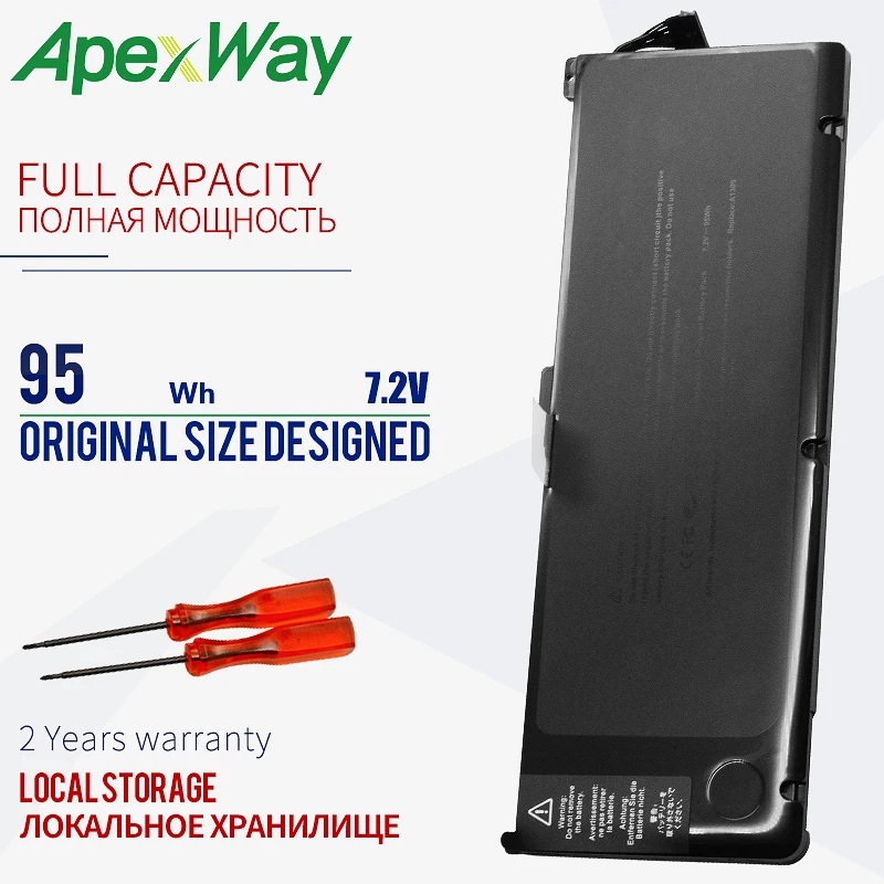 Bateria a1309 do portátil de 7.4 v 95wh para apple macbook pro 17 ...