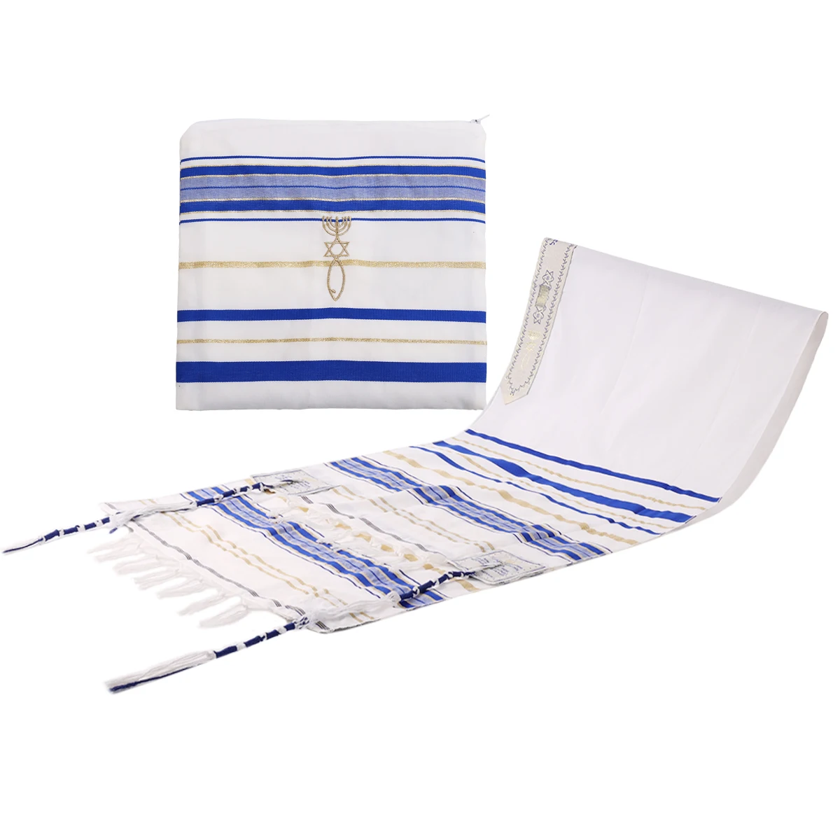 Jewish Tallit Talit Prayer Shawl & Talis Bag Christian Messianic Tassel ...