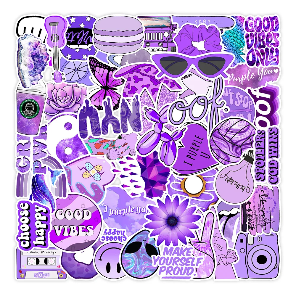 10/30/50PCS Purple VSCO Girl Stickers Aesthetic DIY Guitar Suitcase ...
