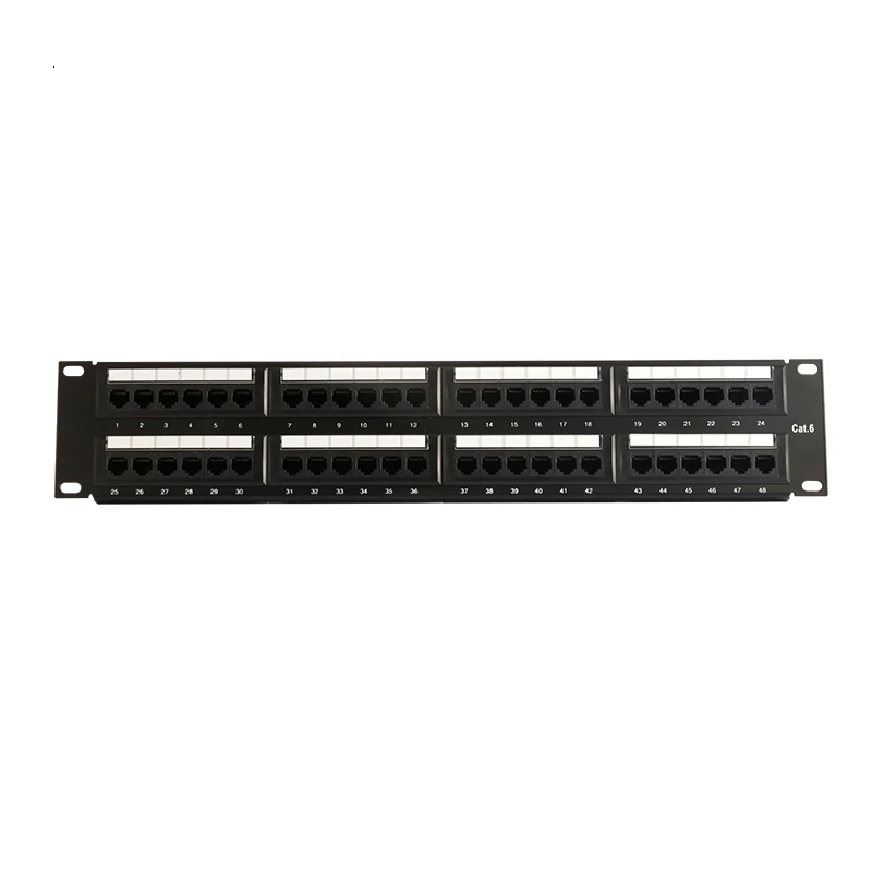 19in 2U Cabinet Rack UTP 48 Port CAT6 Patch Panel RJ45 Network Cable ...
