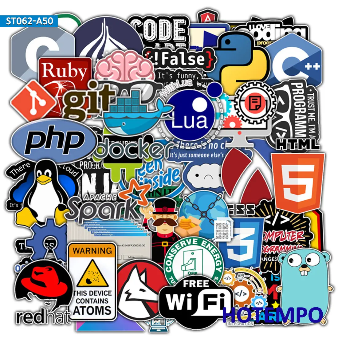 50-pi-ces-Langage-de-programmation-Internet-Geek-Autocollants-pour ...