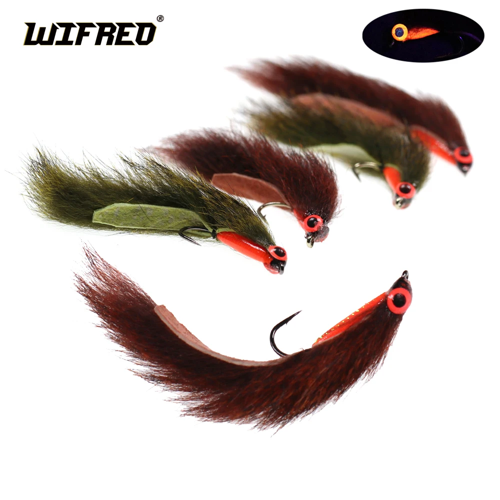 WIFREO 3/4PCS Squirrel Strip Zonker Fly Streamers Flies With UV Glow ...