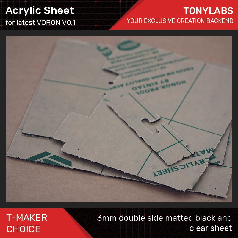 VORON V0.1 Acrylic Sheet Panel 3mm Thick Matted Black and Clear Kit|3D ...