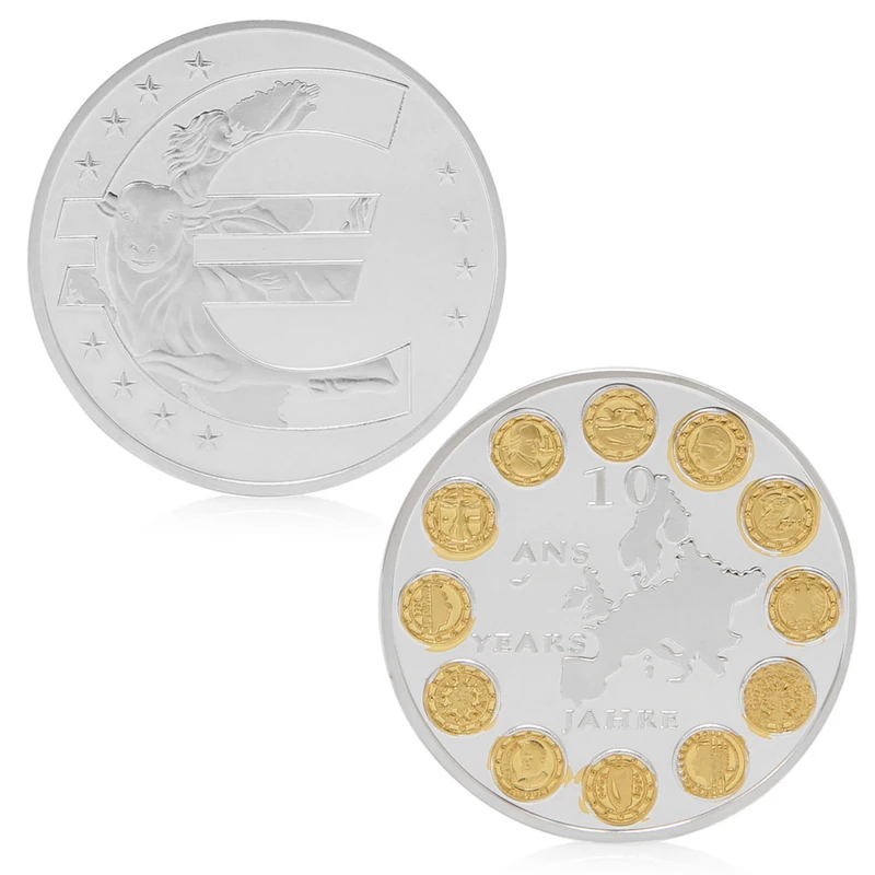 ЕС 12 стран член посеребренный памятный вызов монета физический жетон PXPC