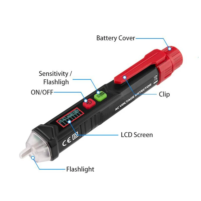Digital Ac Voltmeter Intelligent Non-contact Pen Alarm Voltage Detector ...