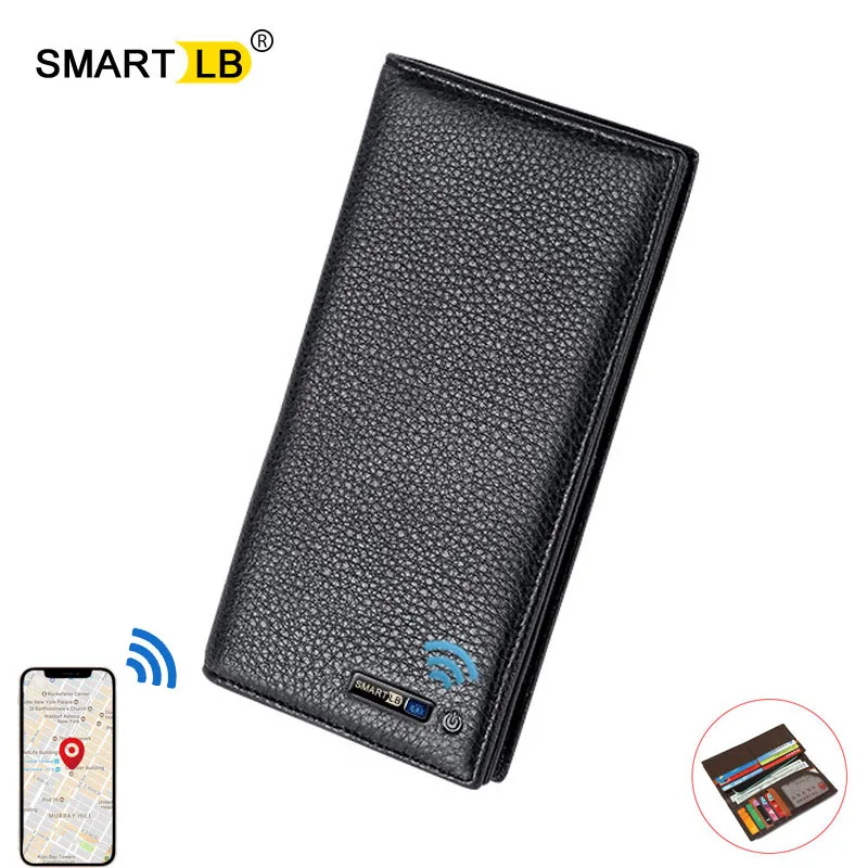 Cartera larga de cuero genuino inteligente compatible con Bluetooth ...